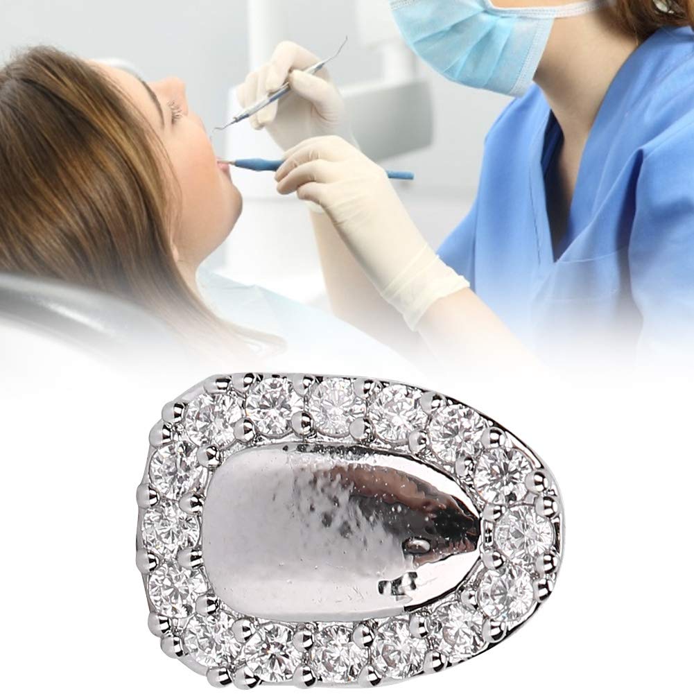 ZJchao Single Tooth Grillz, Hip Hop Teeth Decoration, Single Tooth Gorgeous Teeth Accessory Decoration for Halloween Party Hip Hop Show(Single silver door)