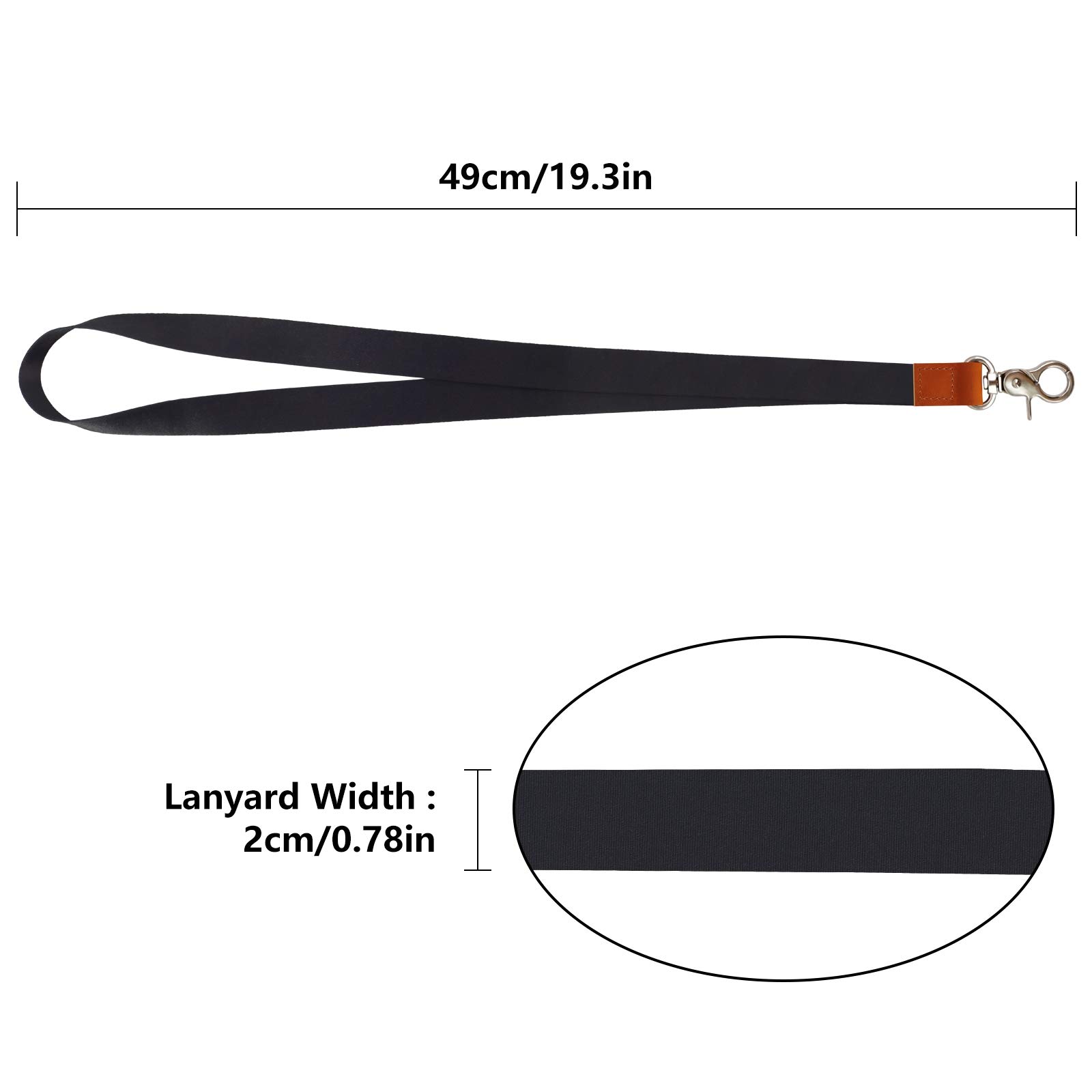 HONZUEN Long Neck Lanyard Leather Keychains with Metal Clasp, Sturdy Durable Women Men Id Badge Lanyard, Neck Lanyard Strap Ideal for Car Keys, Card Holder, Whistle, Keychain, Wallet