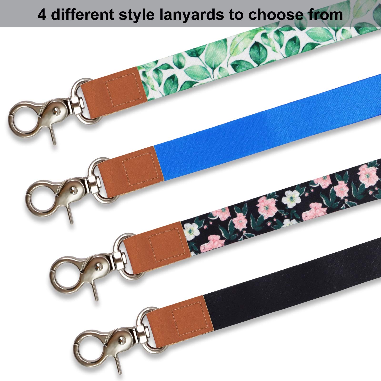 HONZUEN Long Neck Lanyard Leather Keychains with Metal Clasp, Sturdy Durable Women Men Id Badge Lanyard, Neck Lanyard Strap Ideal for Car Keys, Card Holder, Whistle, Keychain, Wallet