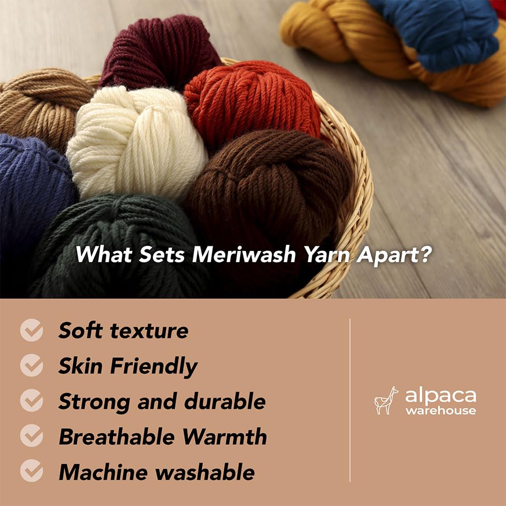 Meriwash - 100% Superwash Merino Wool Yarn 100 Grams Hank DK Weight - Sourced Directly from Peru - Heavenly Soft and Perfect for Knitting and Crocheting (Petrol Blue)