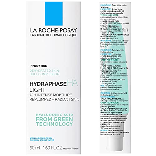 La Roche-Posay HydraphaseHA Light Face Moisturizer, Hyaluronic Acid Face Moisturizer with 72HR Hydration, Oil Free & Non-Comedogenic, 50 MLÂ , 1.69 fl. oz.