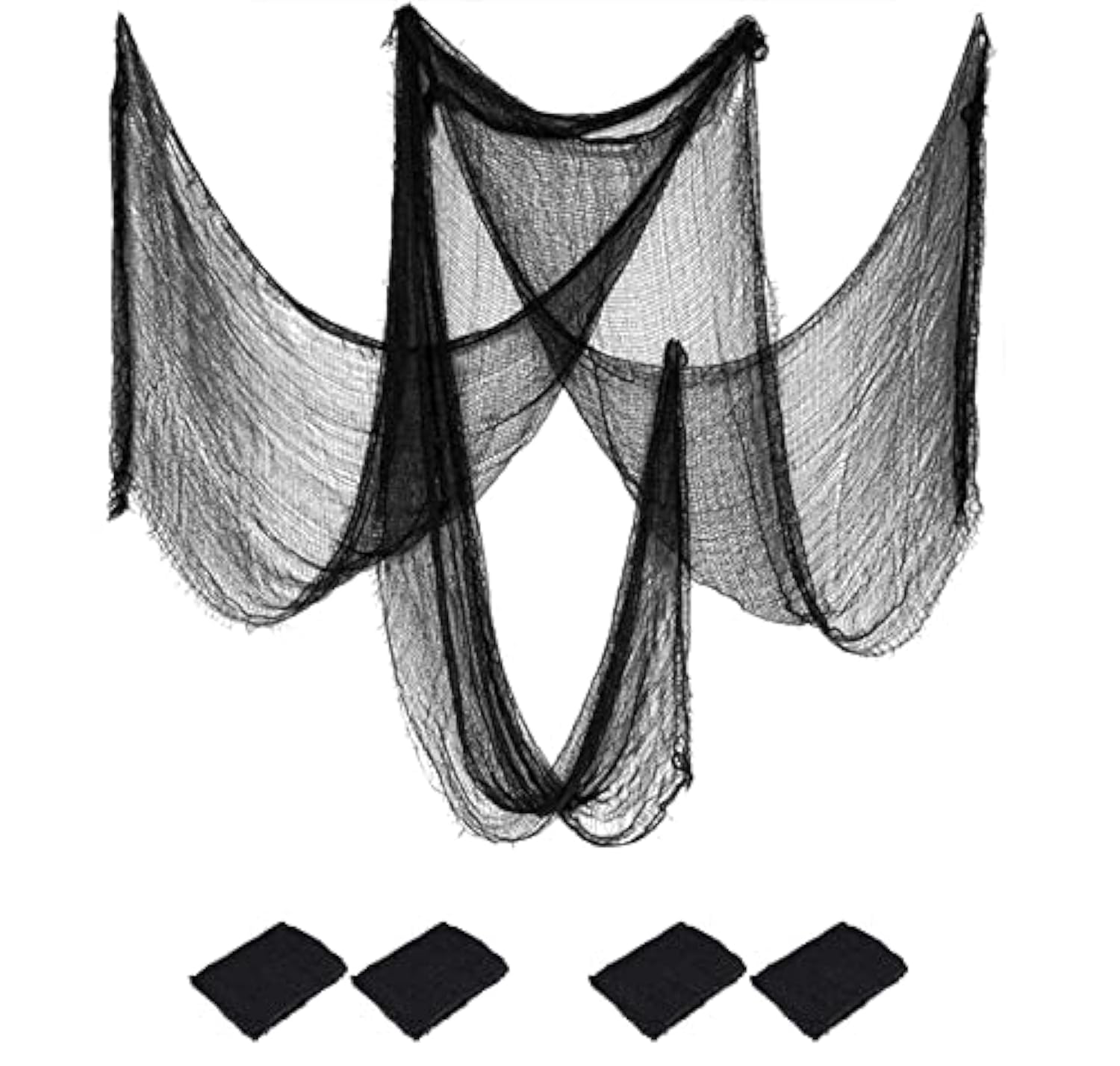 Kijamilee 4 Pack Halloween Creepy Cloth, Scary Spooky Cloth Creepy Gauze, 30 x 120inch Freaky Loose Weave Creepy Cloth, Decorations for Haunted Houses Props Halloween Wall Outdoor Indoor Decor (Black)