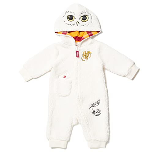 Harry Potter Hedwig Owl Newborn Baby Boys Zip Up Costume Coverall White 3-6 Months