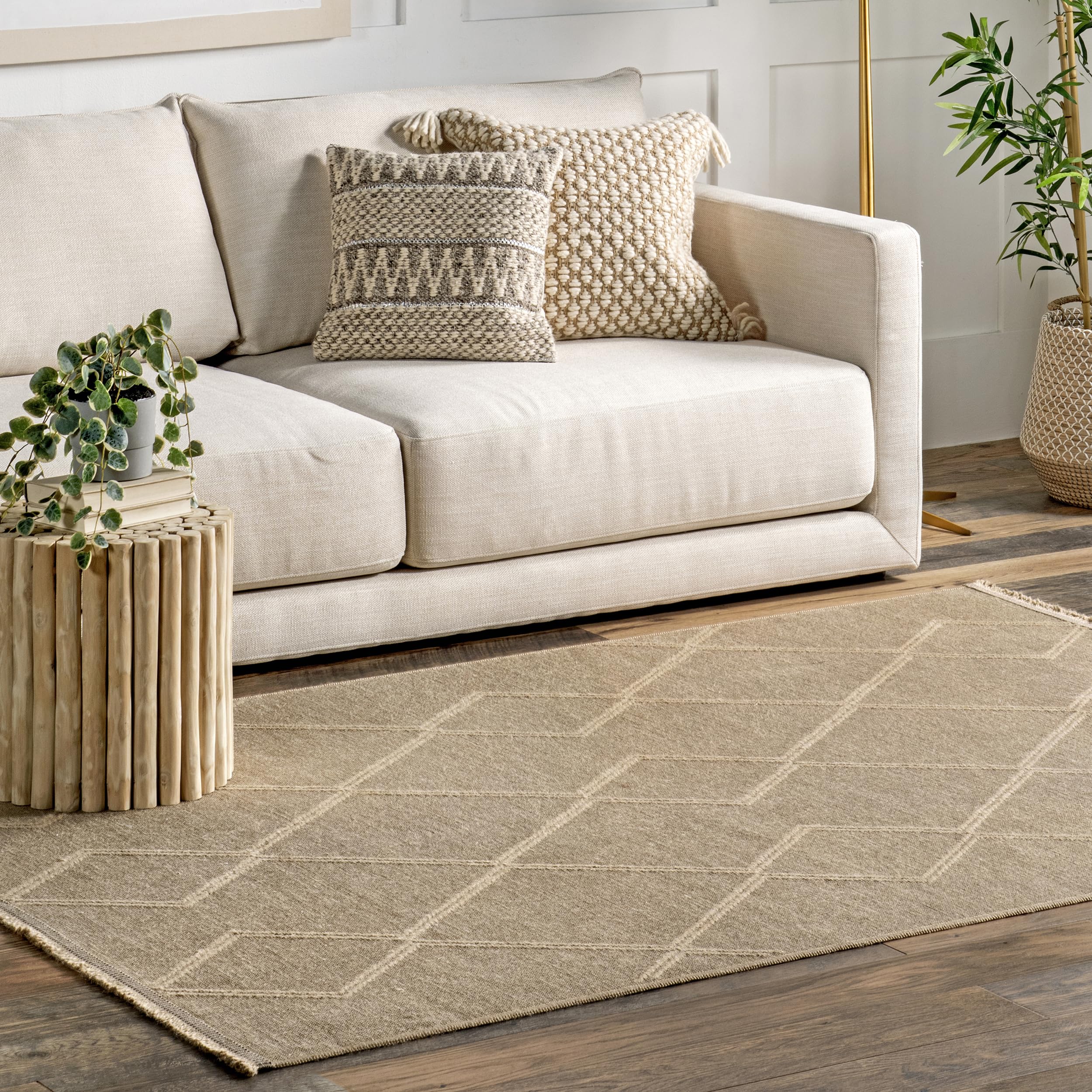 nuLOOM Diamond Trellis Jute Area Rug, 4x6, Natural