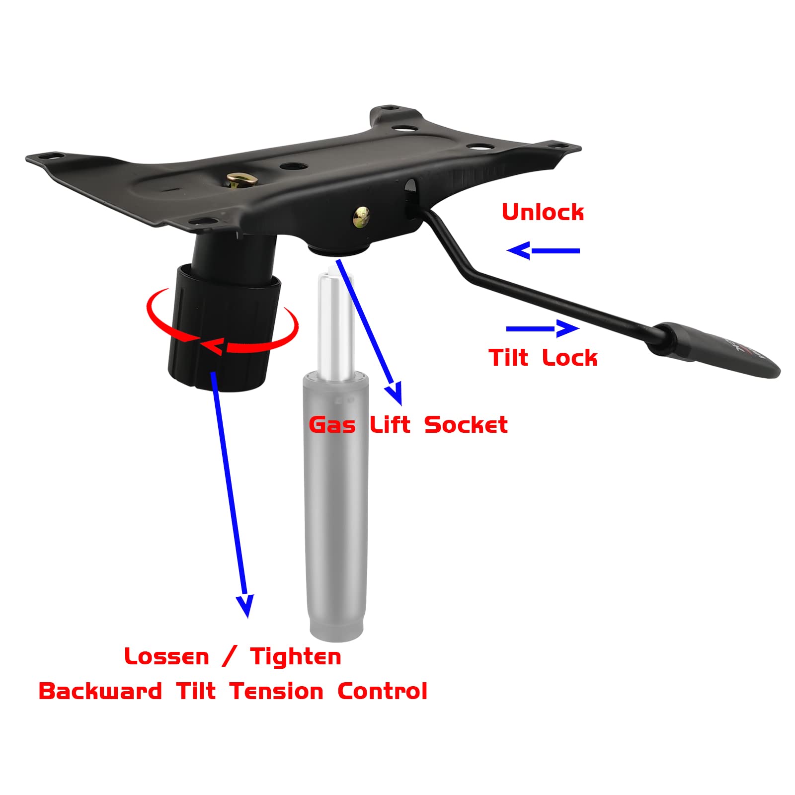 slrugci Office Chair Replacement Parts,Tilt Control Mechanism 6.2’’ x 10.4’’ Mounting Holes Chair Base Replacement for Executive Chair Desk Chair