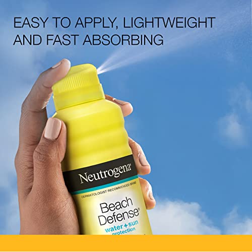 Neutrogena Beach Defense Spray Sunscreen with Broad Spectrum SPF 70 Fast Absorbing Sunscreen Body Spray Mist Water Resistant Oil Free UVAUVB Sun Protection, 6.5 Ounce