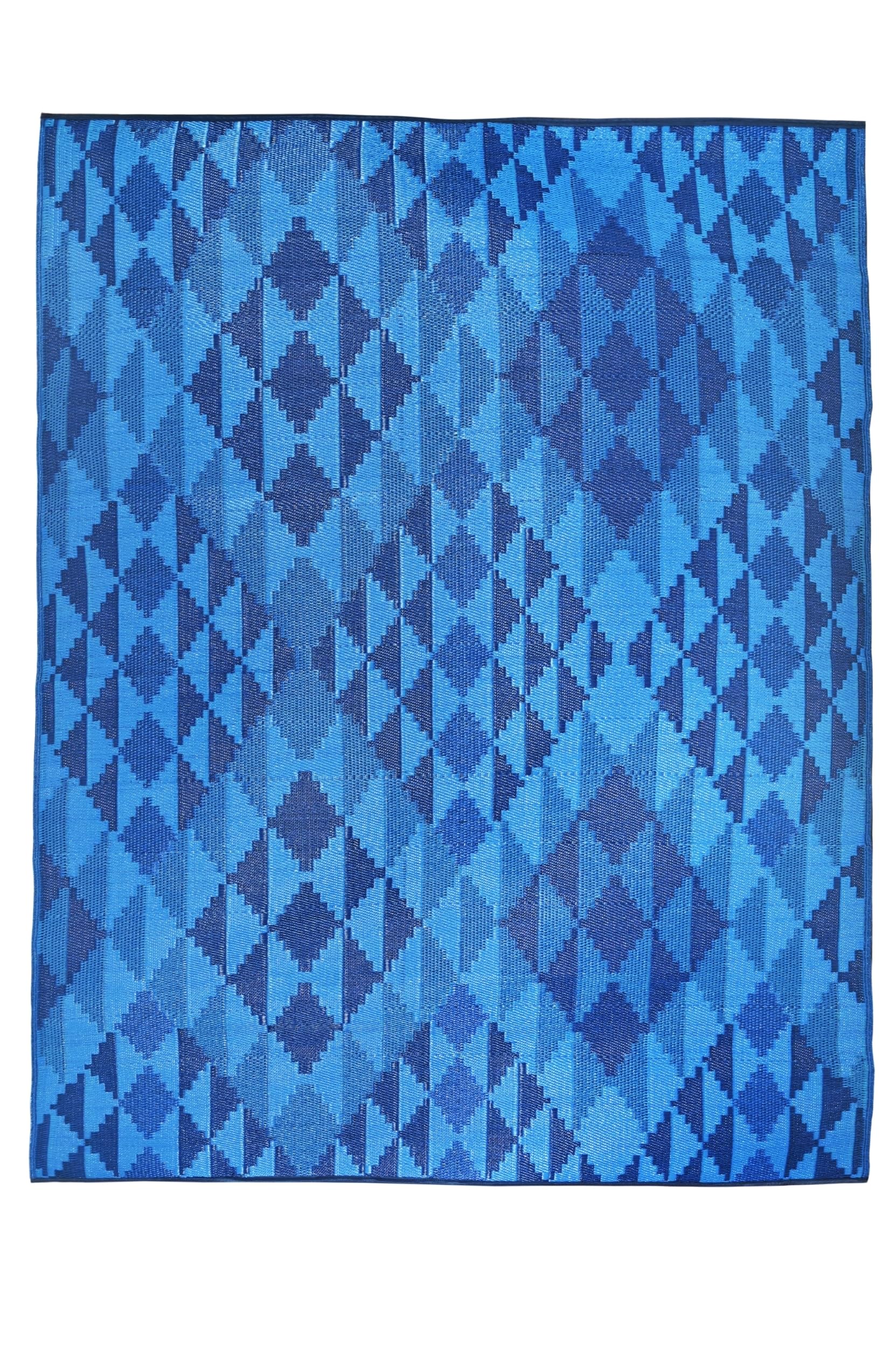 ERBANICA Premium Extra Large Quick Dry Reversible Outdoor Plastic Rug for RV, Camping, Beach, Picnic, Patio, Pool Side 8'x10' (Blue Diamond)