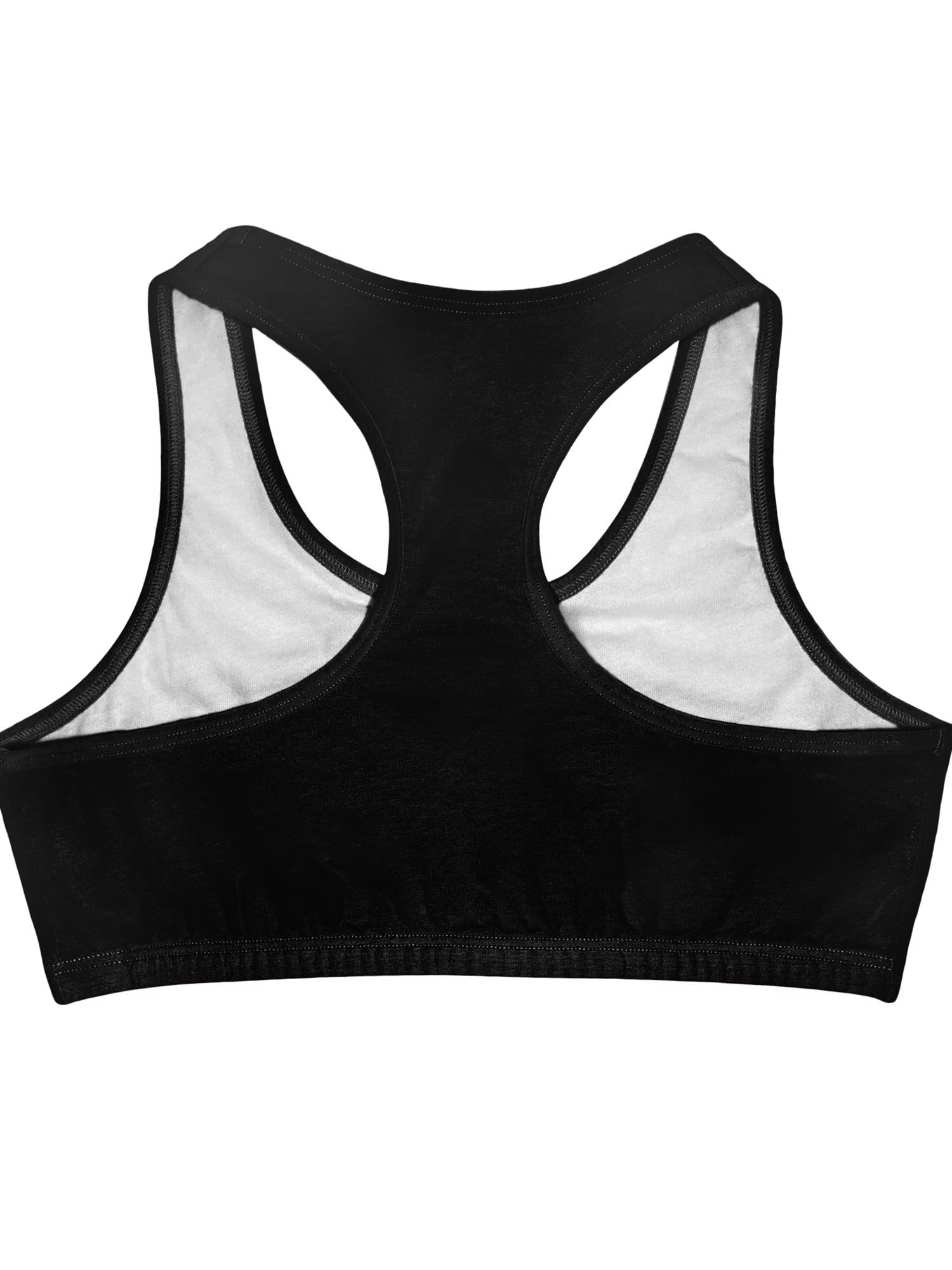 Fruit of the Loom Girls' Cotton Built-up Stretch Sports Bra, Passion Fruit with Black/White/Black, 32