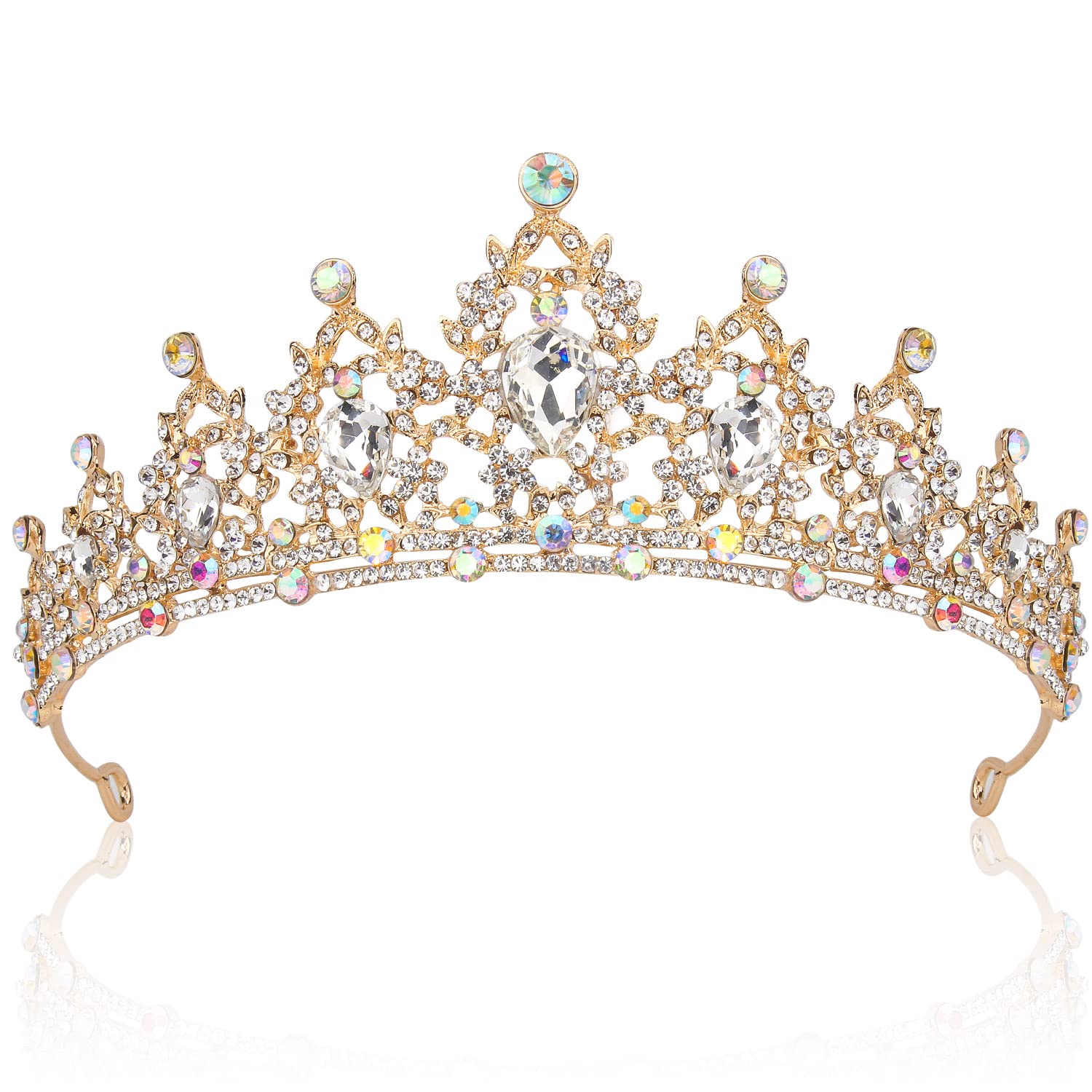 COCIDE Gold Tiaras and Crowns for Women Crystal Headband for Girl Clear Rhinestone Hair Accessories for Bride Wedding Bridal Prom Birthday Party Queen Princess Decorations Halloween Costume Cosplay
