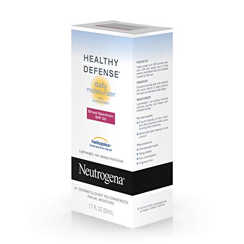 Neutrogena Healthy Defense Daily Vitamin C & Vitamin E Face Moisturizer, Non-Greasy Anti Wrinkle Face Lotion & Neck Cream with SPF 50 Sunscreen - Vitamin C, Vitamin E, Multivitamin Complex, 1.7 fl. oz