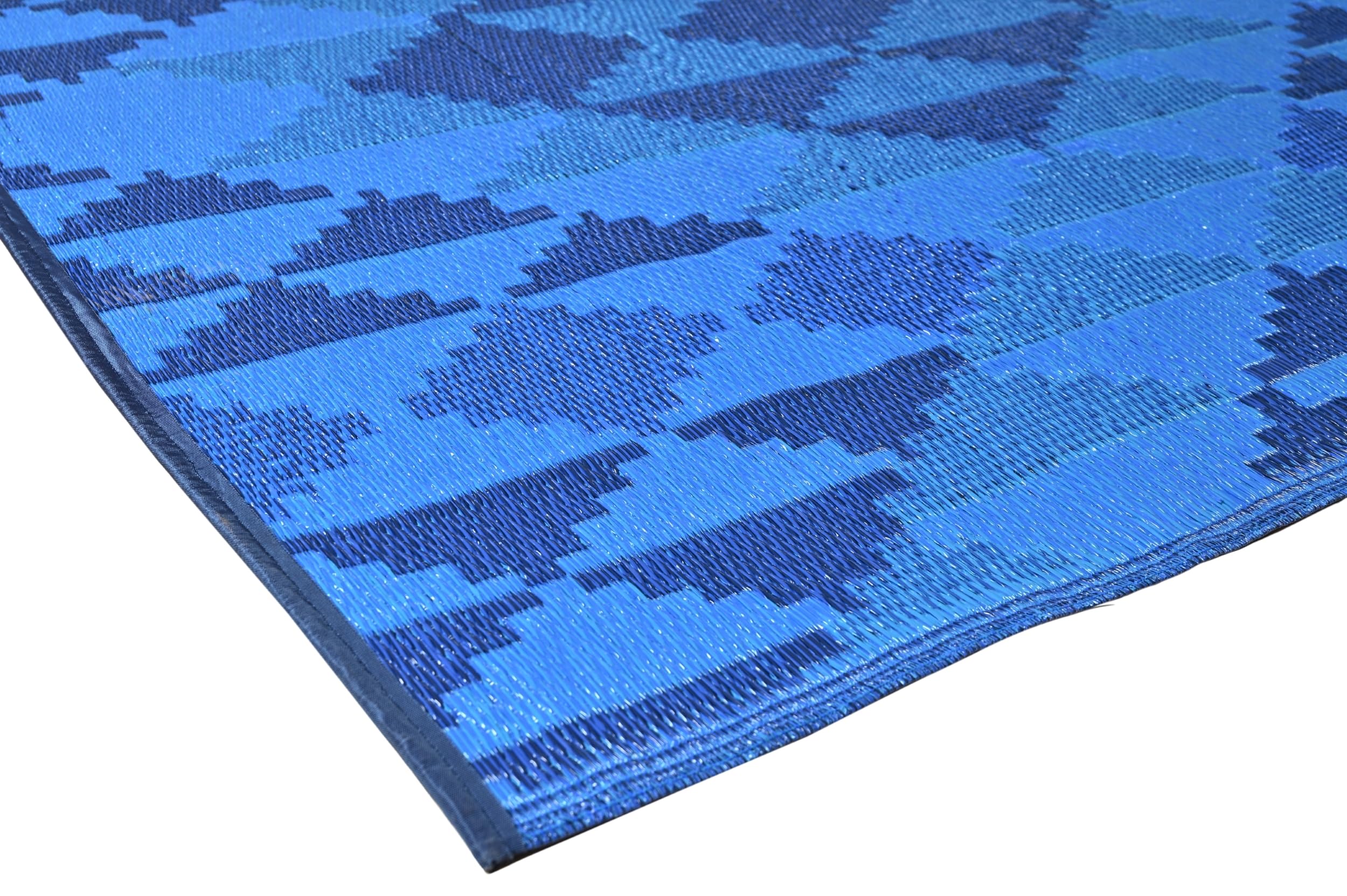 ERBANICA Premium Extra Large Quick Dry Reversible Outdoor Plastic Rug for RV, Camping, Beach, Picnic, Patio, Pool Side 8'x10' (Blue Diamond)