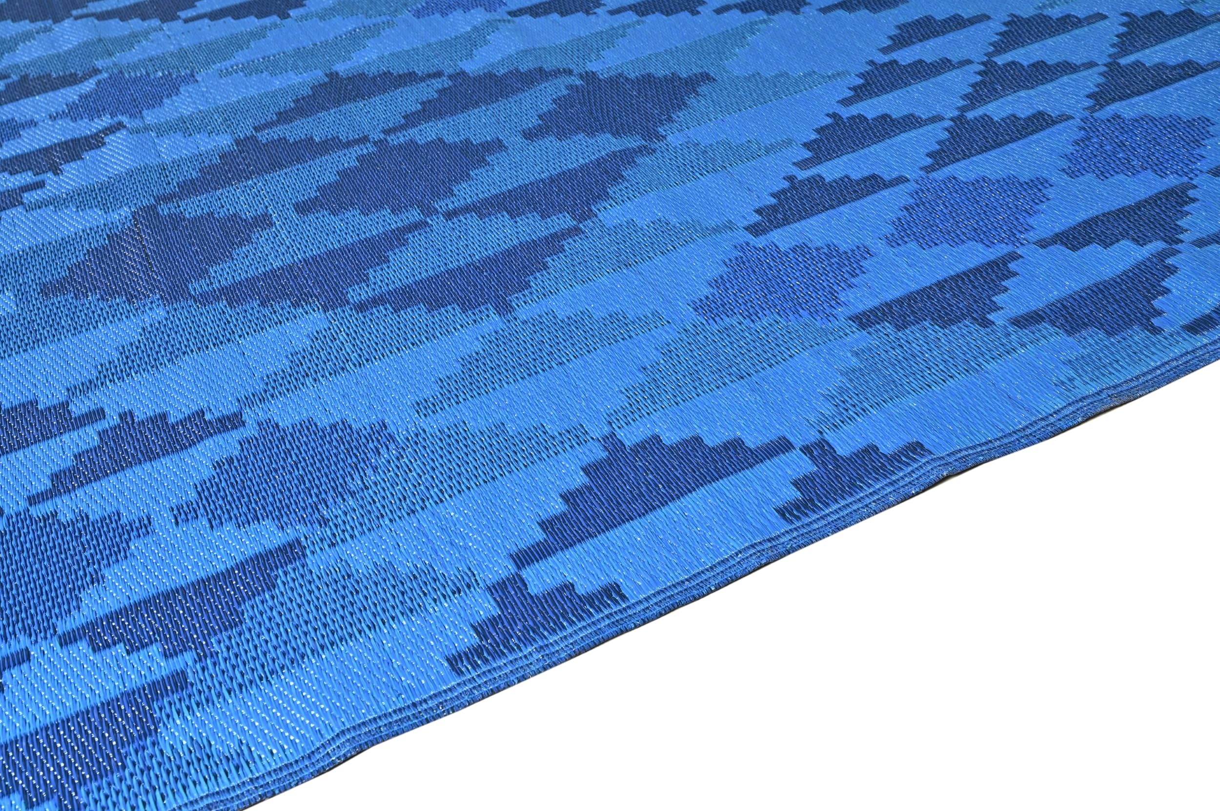 ERBANICA Premium Extra Large Quick Dry Reversible Outdoor Plastic Rug for RV, Camping, Beach, Picnic, Patio, Pool Side 8'x10' (Blue Diamond)