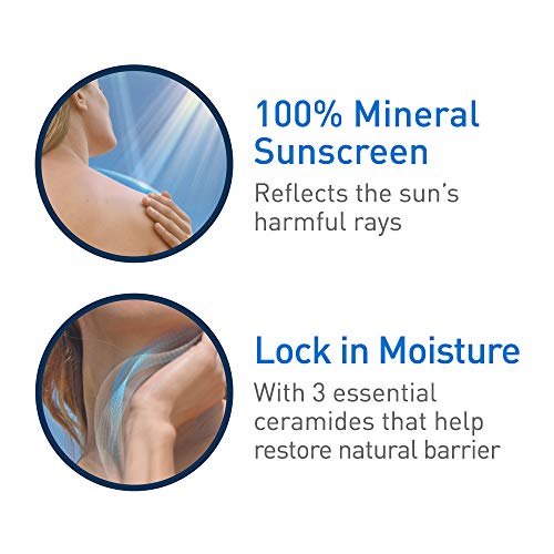 CeraVe 100% Mineral Sunscreen Spf 50 | Face Sunscreen With Zinc oxide & Titanium Dioxide for Sensitive Skin | 2.5 Oz, 2 Pack