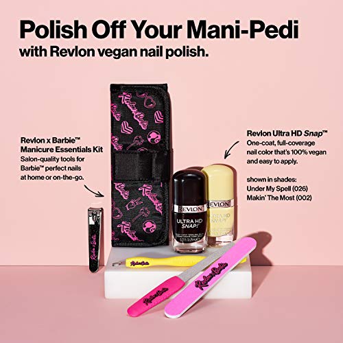 Revlon x Barbie Mini Tweezer Set, Stainless Steel Hair Removal Makeup Tool, includes Slant Tip & Pointed Tip Tweezers in Travel Case
