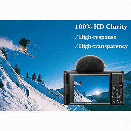 ULBTER Screen Protector for Sony ZV-1F Vlog Camera & Lens Cap Cover 0.3mm 9H Hardness Tempered Glass Cover Anti-Scrach Anti-Fingerprint Anti-Dust Anti-Bubble [2+2 Pack]