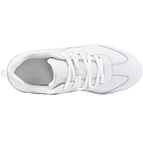 CADIDL Cheer Shoes Girls Cheerleading Dance Shoes Flats Walking Sneakers White 1 (M) US