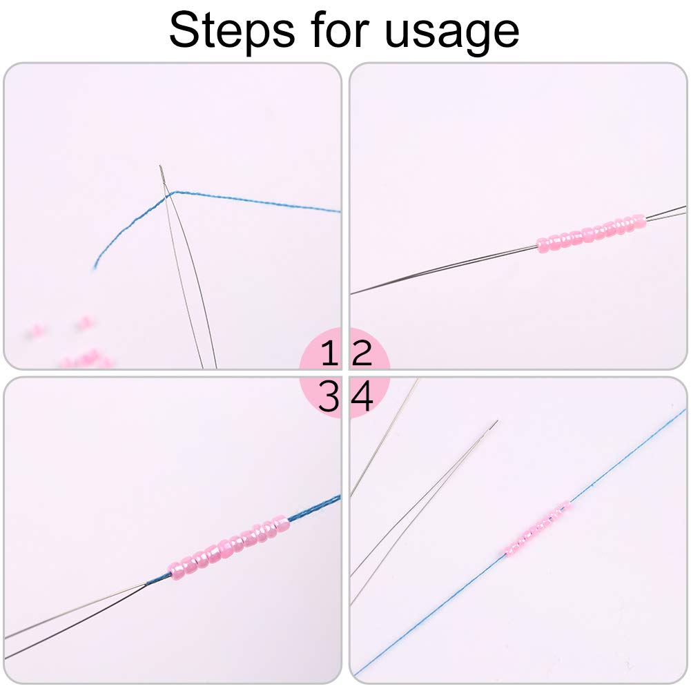 6 Pieces Beading Needles Big Eye Beading Needles Beading Embroidery Stainless Needles with Needle Bottle and 3 Pcs Bead Needle Threader for Jewelry Making (4.01inch)