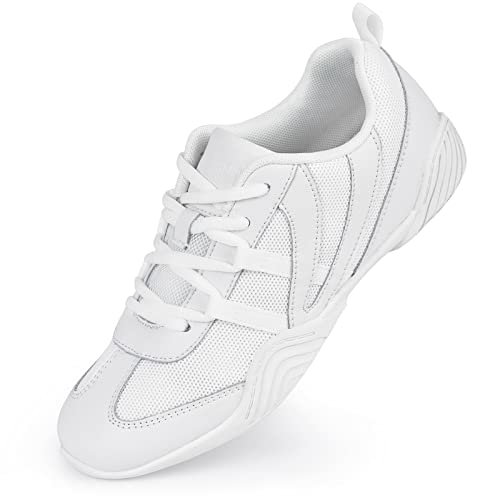 CADIDL Cheer Shoes Girls Cheerleading Dance Shoes Flats Walking Sneakers White 1 (M) US