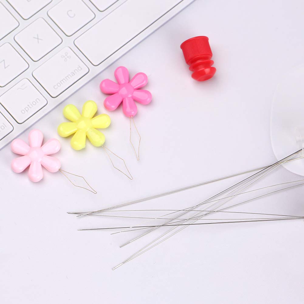 6 Pieces Beading Needles Big Eye Beading Needles Beading Embroidery Stainless Needles with Needle Bottle and 3 Pcs Bead Needle Threader for Jewelry Making (4.01inch)