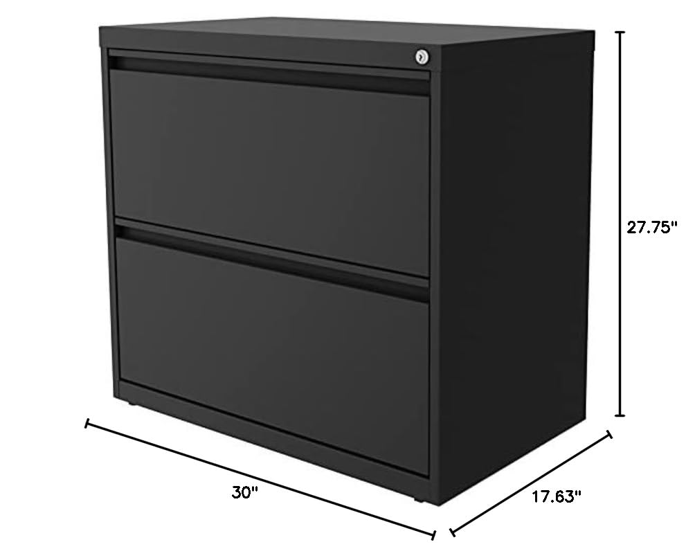 Hirsh 30 inch Wide 2 Drawer Lateral 101 File Cabinet in Charcoal, Fully Assembled