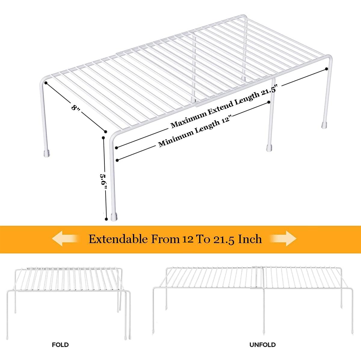 Homics Expandable Cabinet Storage Organizer Shelf, Freezer Shelf Kitchen Cabinet Pantry Spice Rack for Plate Cup Organizer with Scratch Resistant Feet