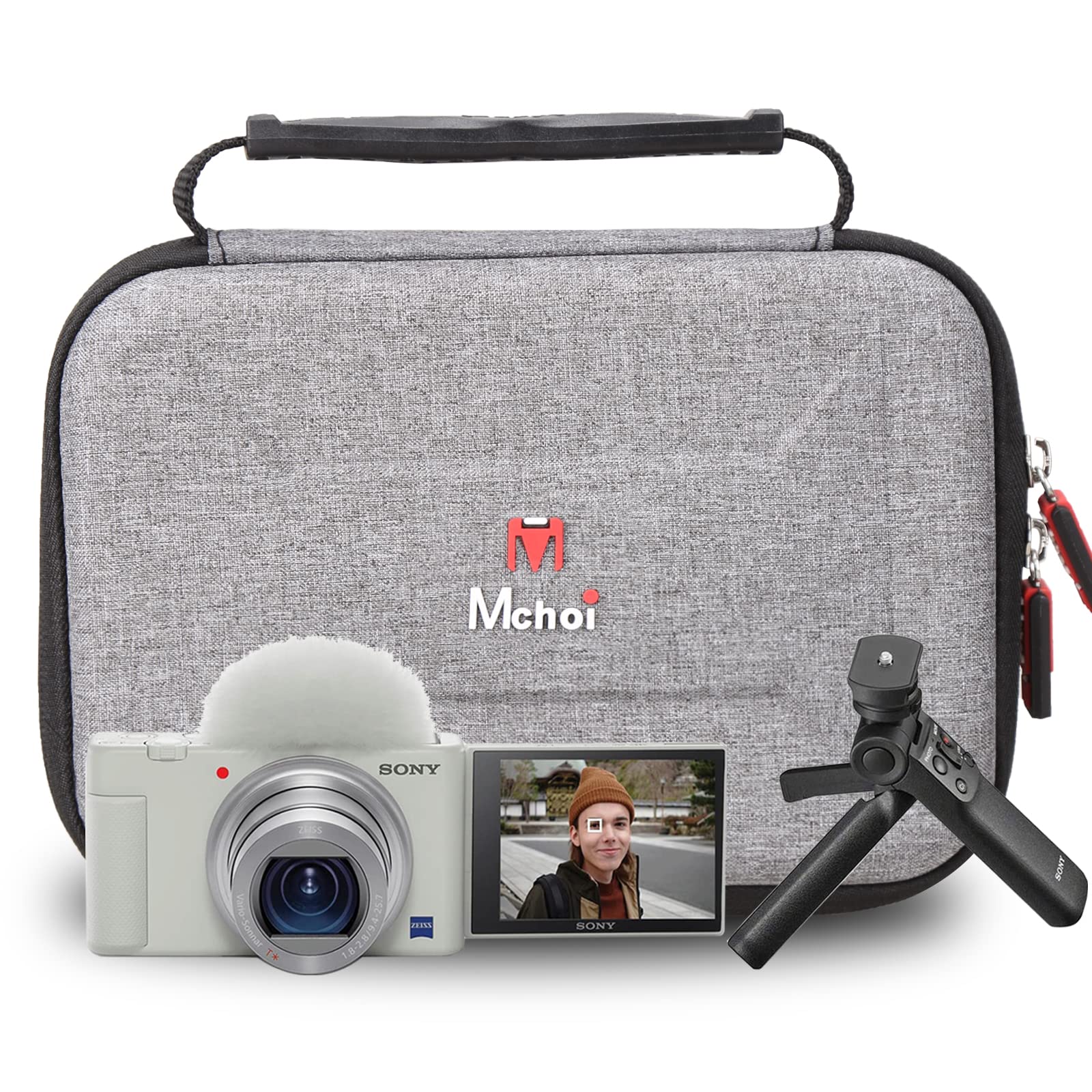 Mchoi Shockproof Carrying Case Fits for Sony ZV-1 / ZV-1F / ZV-1 II Vlog Digital Camera & Bluetooth Grip Vlogger Accessory Kit, with Grooved Fits for Vlogger Accessory Kit, Case Only