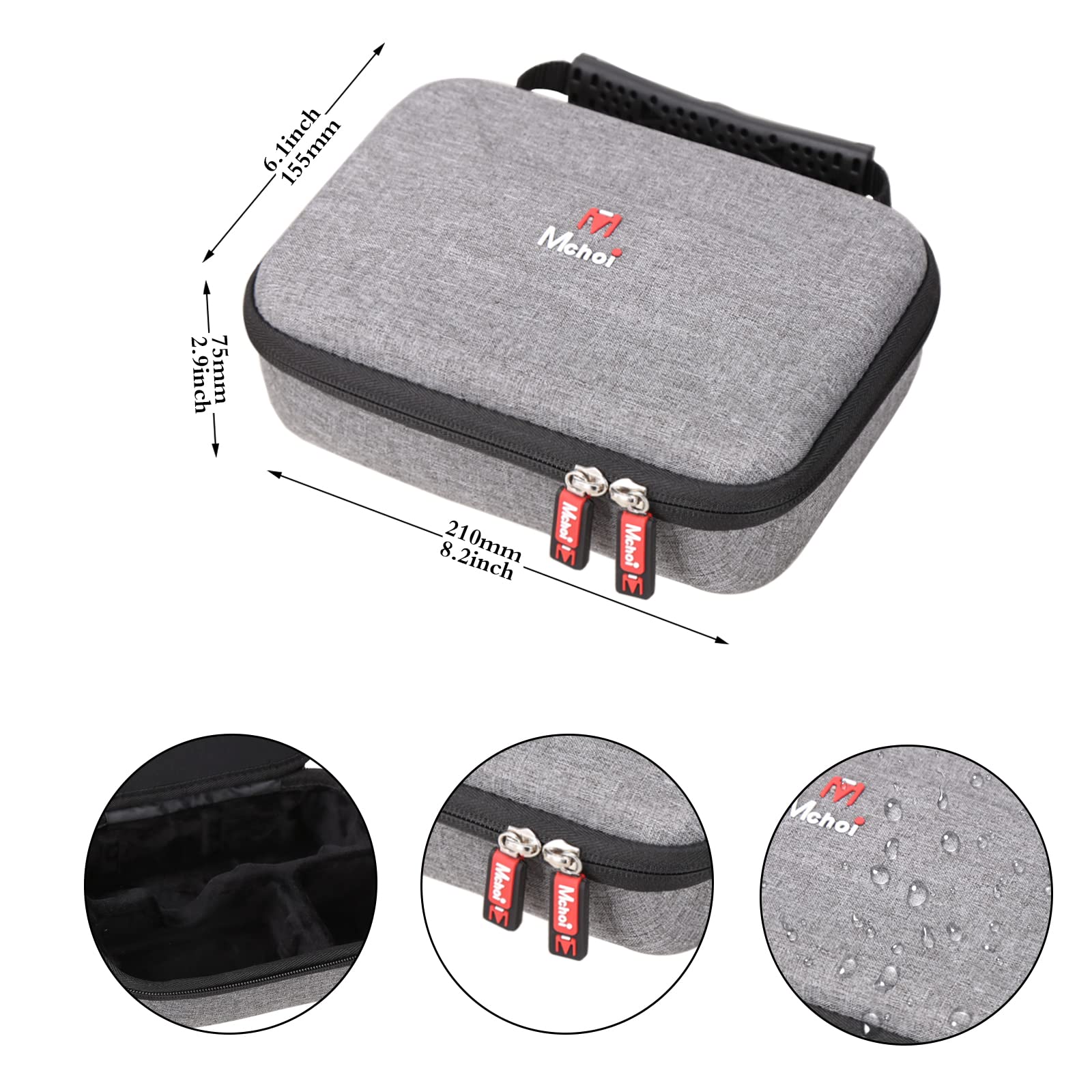 Mchoi Shockproof Carrying Case Fits for Sony ZV-1 / ZV-1F / ZV-1 II Vlog Digital Camera & Bluetooth Grip Vlogger Accessory Kit, with Grooved Fits for Vlogger Accessory Kit, Case Only