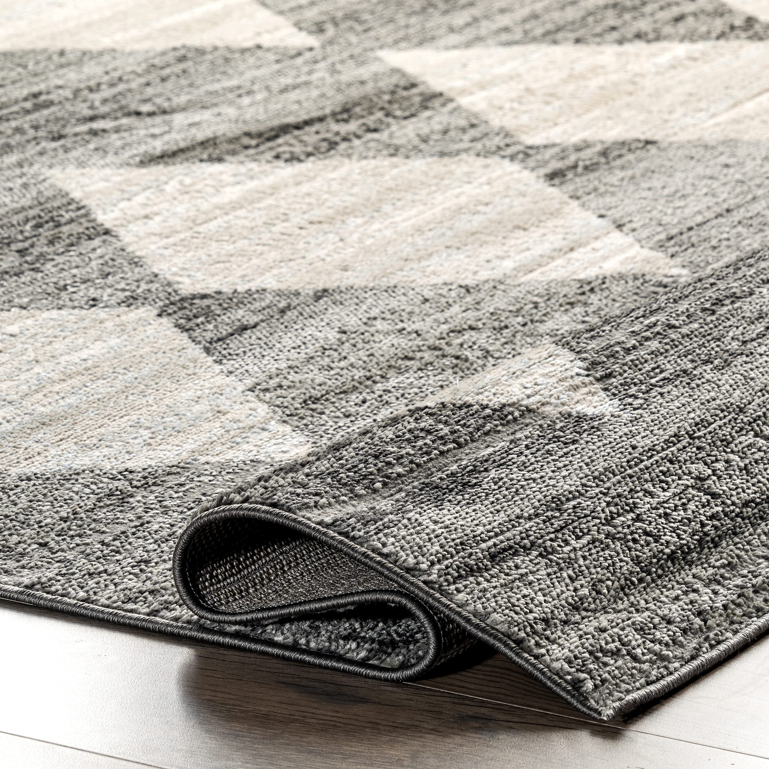 nuLOOM Gianna Contemporary Geometric Checker Tile Area Rug, 4x6, Grey