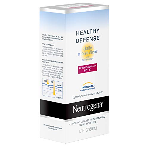 Neutrogena Healthy Defense Daily Moisturizer with SPF 50 and Vitamin E, Lightweight Face Lotion with SPF 50 Sunscreen and Antioxidants, Vitamin C & Vitamin E, 1.7 fl. oz (Pack of 2)