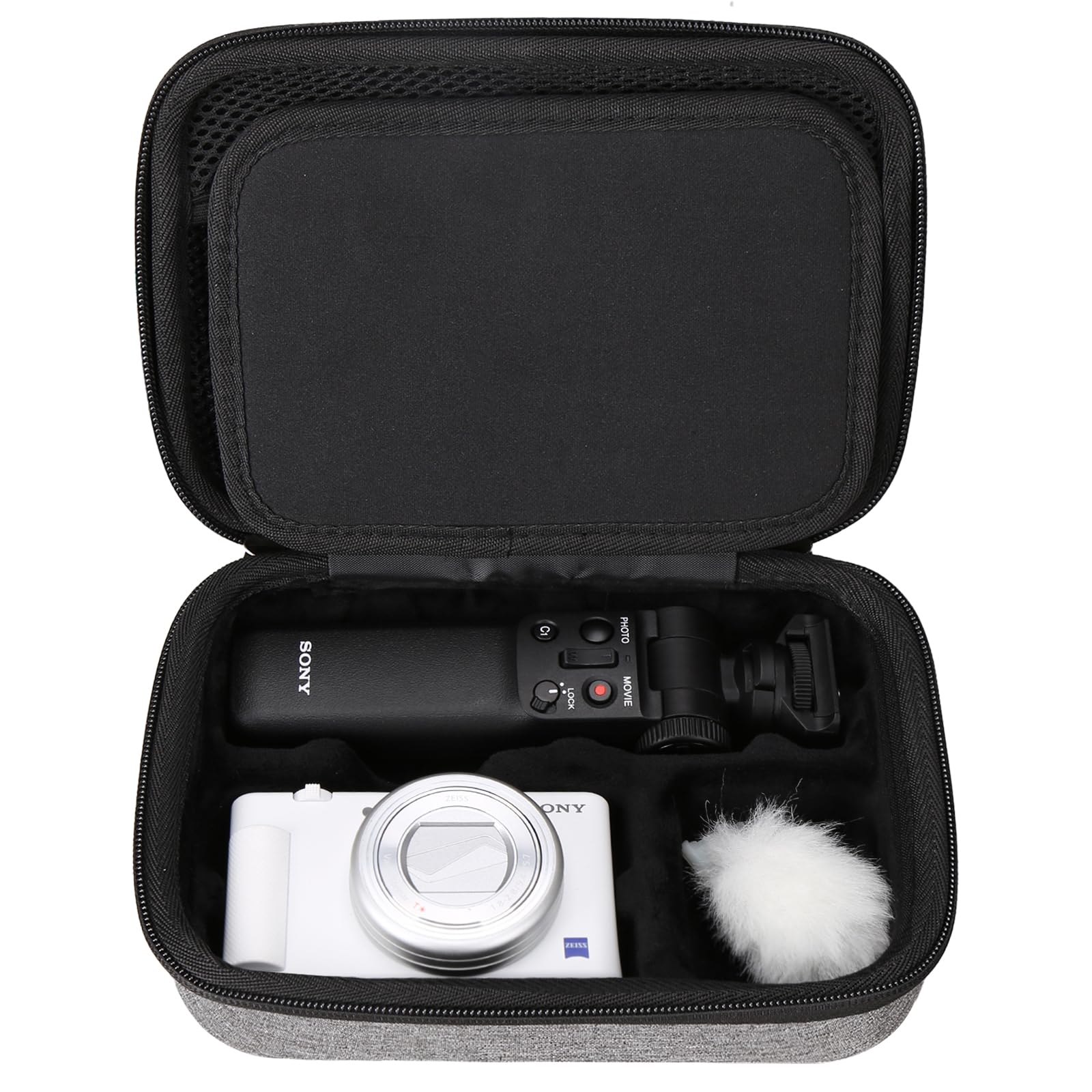 Mchoi Shockproof Carrying Case Fits for Sony ZV-1 / ZV-1F / ZV-1 II Vlog Digital Camera & Bluetooth Grip Vlogger Accessory Kit, with Grooved Fits for Vlogger Accessory Kit, Case Only