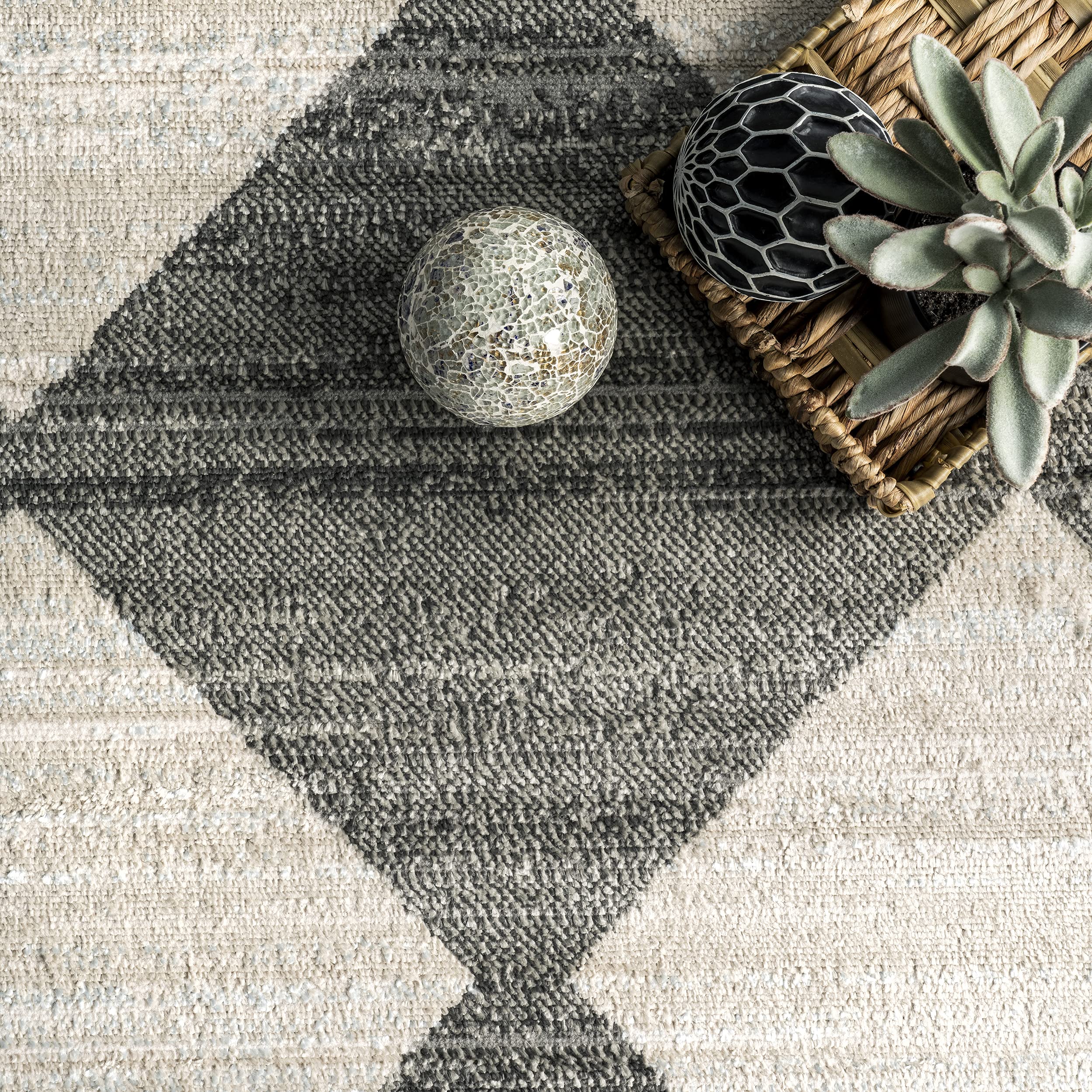 nuLOOM Gianna Contemporary Geometric Checker Tile Area Rug, 4x6, Grey