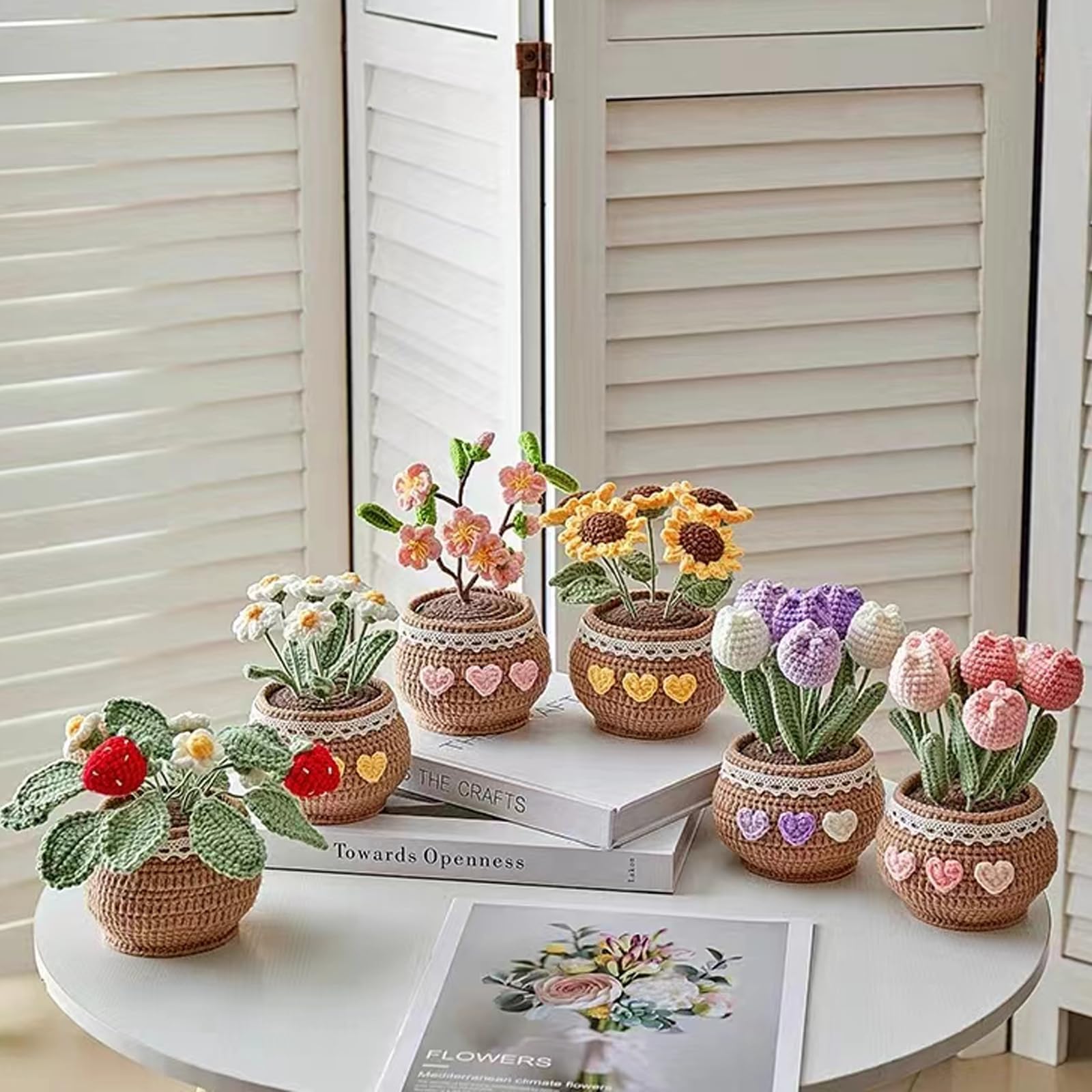 UEIEU Crochet Kit for Beginners - Flower Plants - Crochet Starter Kit，Suitable for Adults Learning Adult Beginner Crochet kit, Step by Step Video Tutorials (Strawberry Flower Potted Plants)