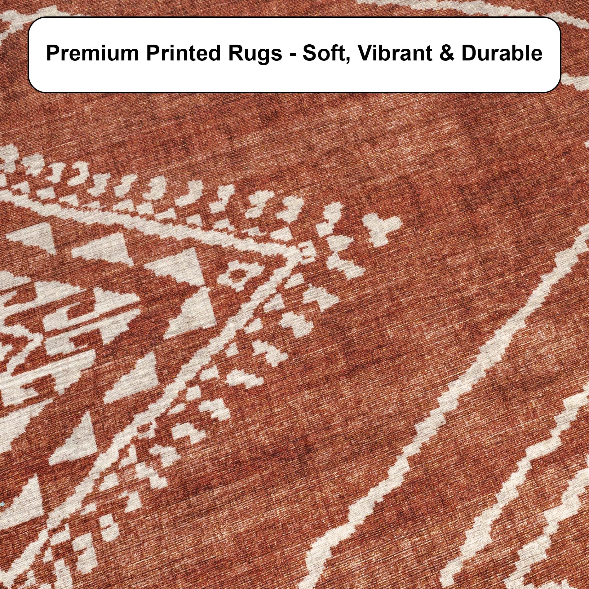 ReaLife Machine Washable Area Rug Runner - Living Room Bedroom Bathroom Kitchen Entryway Office - Padded Low Pile Stain Resistant Premium - Moroccan Diamond Tribal - Jax - Orange 3' x 5'