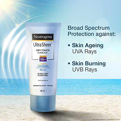 Neutrogena Ultra Sheer Dry-Touch Sunscreen Lotion, Broad Spectrum SPF 55 UVA/UVB Protection, Light, Water Resistant, Non-Comedogenic & Non-Greasy, Travel Size, 3 fl. Oz