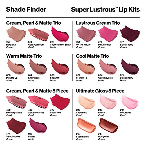 Lipstick Set by Revlon, Super Lustrous 3 Piece Gift Set, High Impact, Matte Finish in Nude Plum & Red, Pack of 3