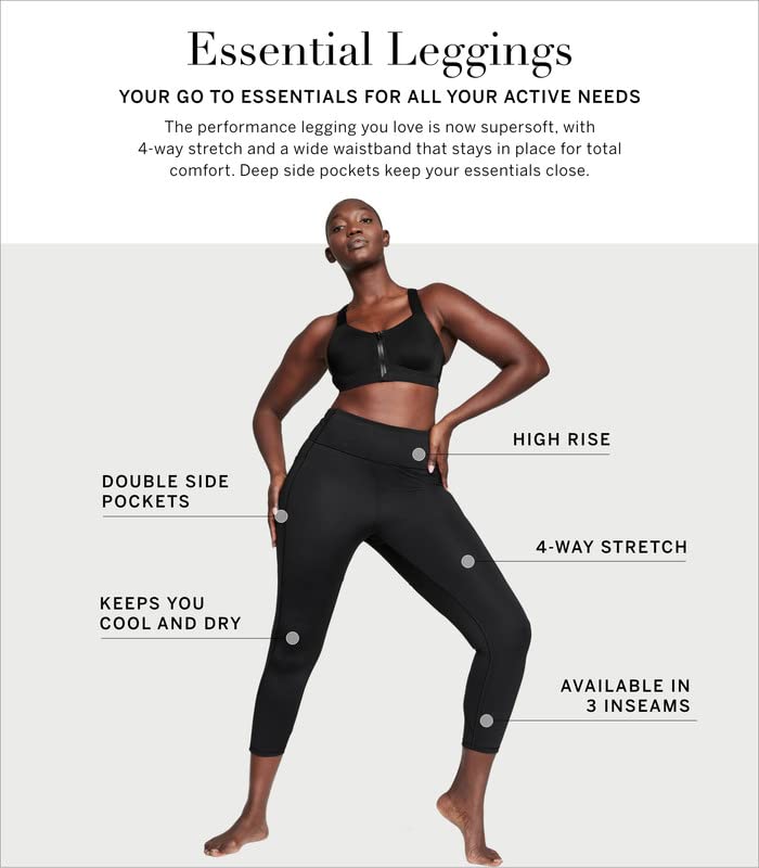Victoria's Secret Essential High Rise Pocket Women's Performance Leggings, Black, Regular Length, 8