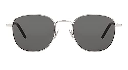 SAINT LAURENT Women's Classic Soft Square Metal Sunglasses, Silver/Grey, One Size
