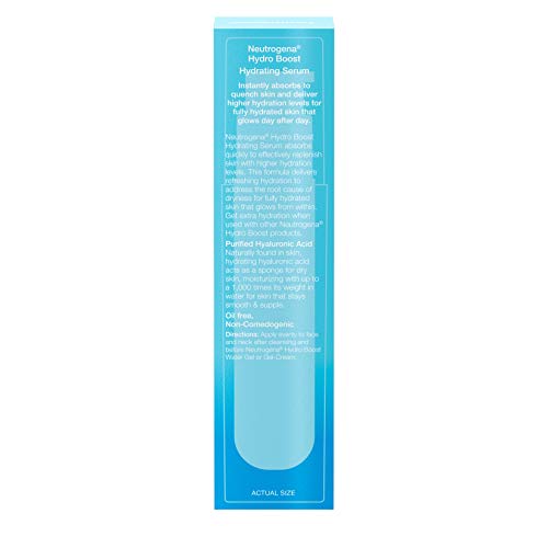 Neutrogena Hydro Boost Hydrating Hyaluronic Acid Serum, Oil-Free and Non-Comedogenic Face Serum Formula for Glowing Complexion, Oil-Free & Non-Comedogenic, 1 fl. oz