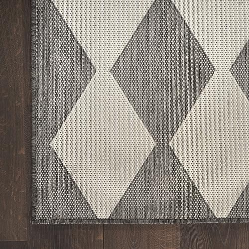 Nourison Positano Indoor/Outdoor Charcoal 4' x 6' Area Rug, Easy Cleaning, Non Shedding, Bed Room, Living Room, Dining Room, Backyard, Deck, Patio (4x6)