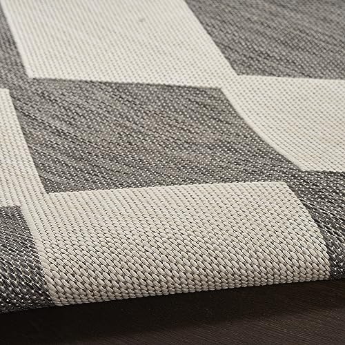 Nourison Positano Indoor/Outdoor Charcoal 4' x 6' Area Rug, Easy Cleaning, Non Shedding, Bed Room, Living Room, Dining Room, Backyard, Deck, Patio (4x6)