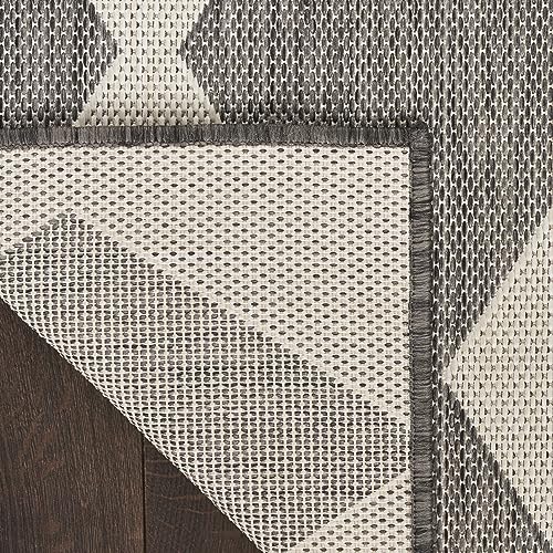 Nourison Positano Indoor/Outdoor Charcoal 4' x 6' Area Rug, Easy Cleaning, Non Shedding, Bed Room, Living Room, Dining Room, Backyard, Deck, Patio (4x6)