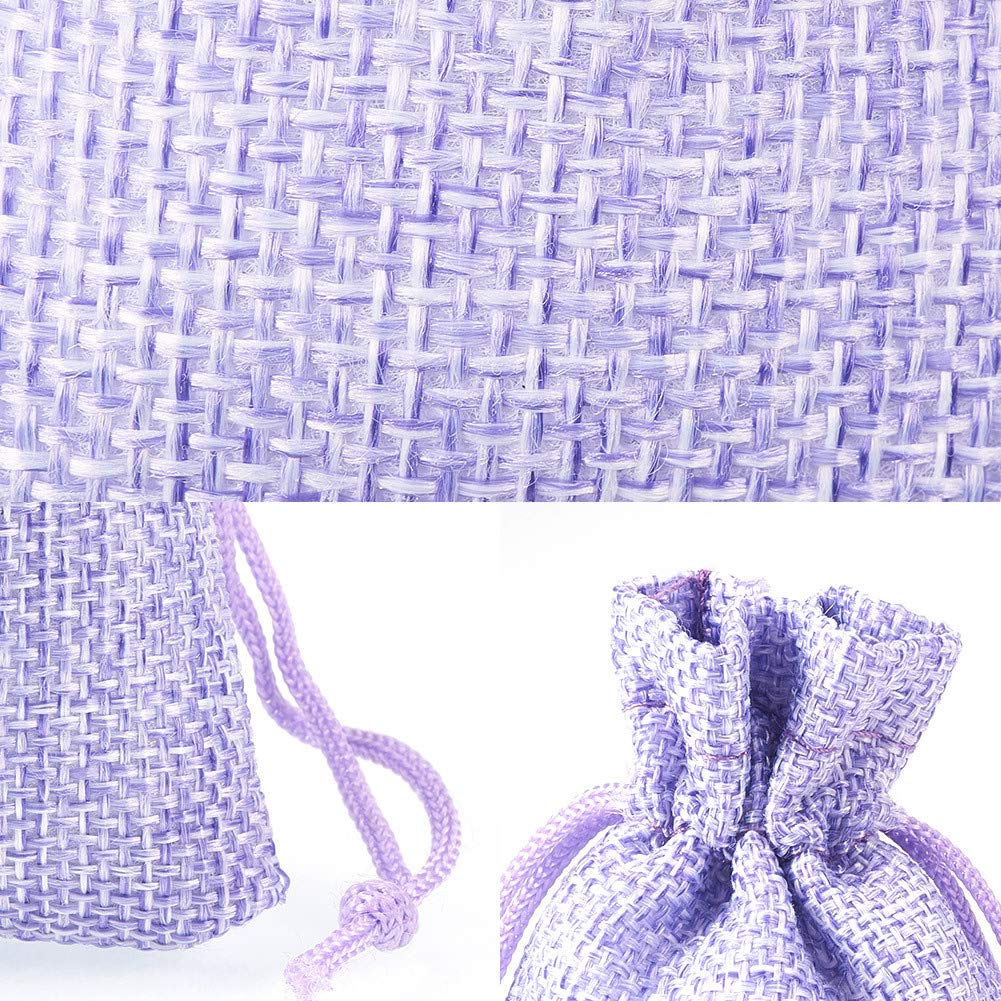Tvoip 30Pack Burlap Bags with Drawstring Gift Bags Jewelry Pouch for Wedding Party and DIY Craft (Light Purple, 4 x 5.5 Inch)