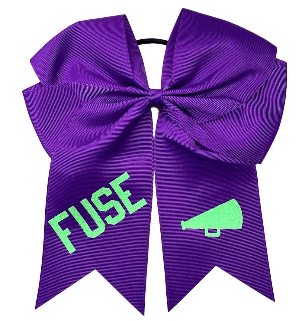 Design Your Own CUSTOM Jumbo Elastic Ponytail CHEER BOW with Your Team or School Colors Glitter Font! Great for Competitions 7.5 Inches Long From Funny Girl Designs