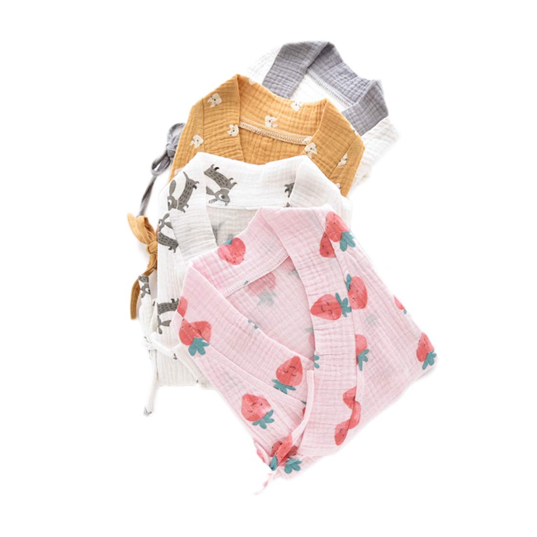 PAUBOLI Baby Kimono Robe Newborn Cotton Yarn Bodysuit Romper Infant Japanese Pajamas 0-24 Months (12-24 Months, Cat)