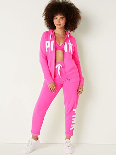 Victoria's Secret PINK Fleece Zip Up Perfect Hoodie, Atomic Pink, X-Large