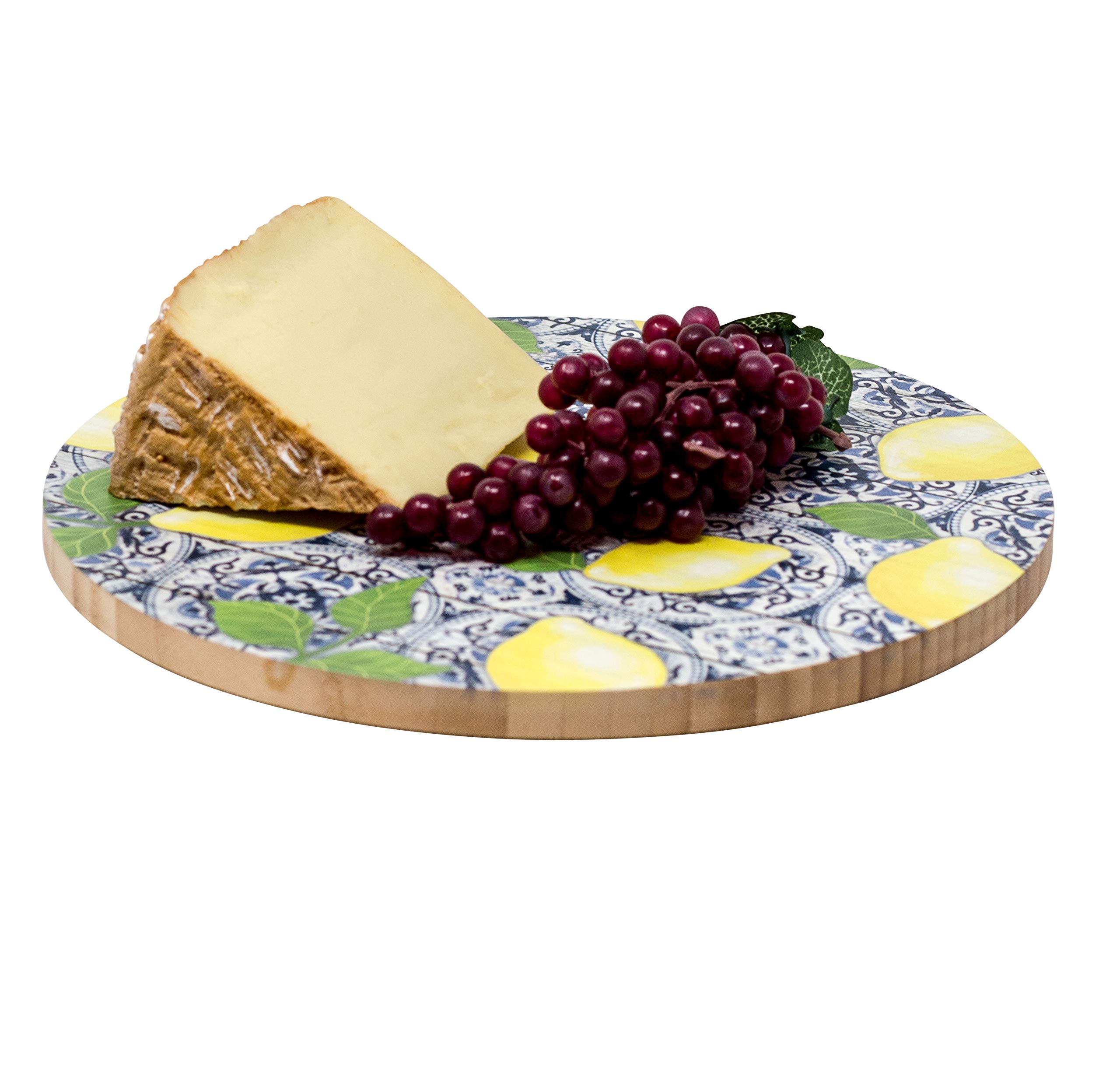 Boston Warehouse Blue and White Lemons Lazy Susan, 12 inch
