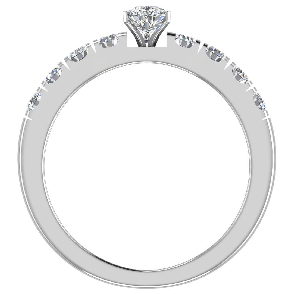 Diamond Engagement Rings for Women GIA Certified Pear Cut Solitaire Diamond Ring 18K White Gold 1.10 carat (D,VVS) (RS 75)