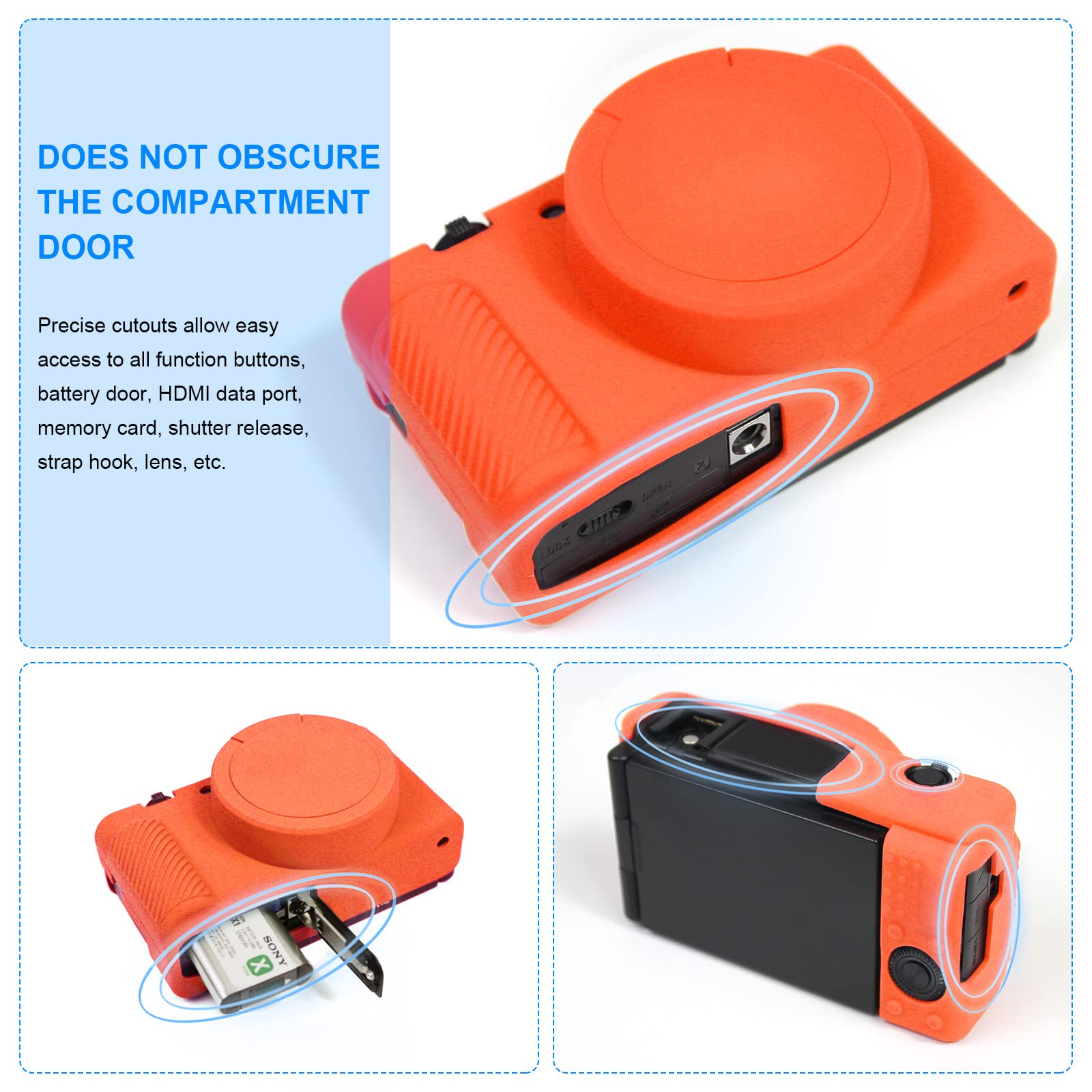 Easy Hood Camera Case for Sony ZV-1 Camera Removable Lens Cover,Anti-Scratch Silicone Soft Camera Case Compatible with Sony ZV-1 ZV1 Camera(Orange)