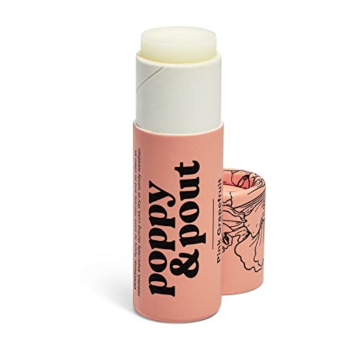 Poppy & Pout 100% Natural Lip Balm, 0.3oz Cardboard Tube, Hand-filled - Beeswax, Vitamin E, Organic Coconut Oil, Cruelty Free (Pink Grapefruit)