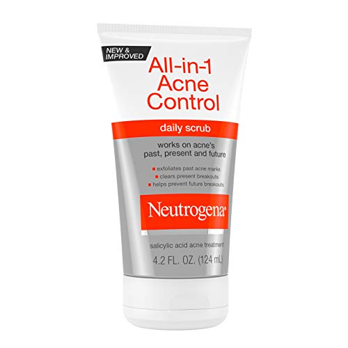 Neutrogena All-In-1 Acne Control Daily Face Scrub to Exfoliate & Treat Acne, with 2% Salicylic Acid Acne Medication, Exfoliating Acne Facial Scrub for Acne Marks & Breakouts, 4.2 fl. oz, Pack of 3
